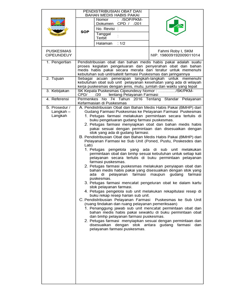 Sop Pendistribusian | PDF Sop Pendistribusian | PDF