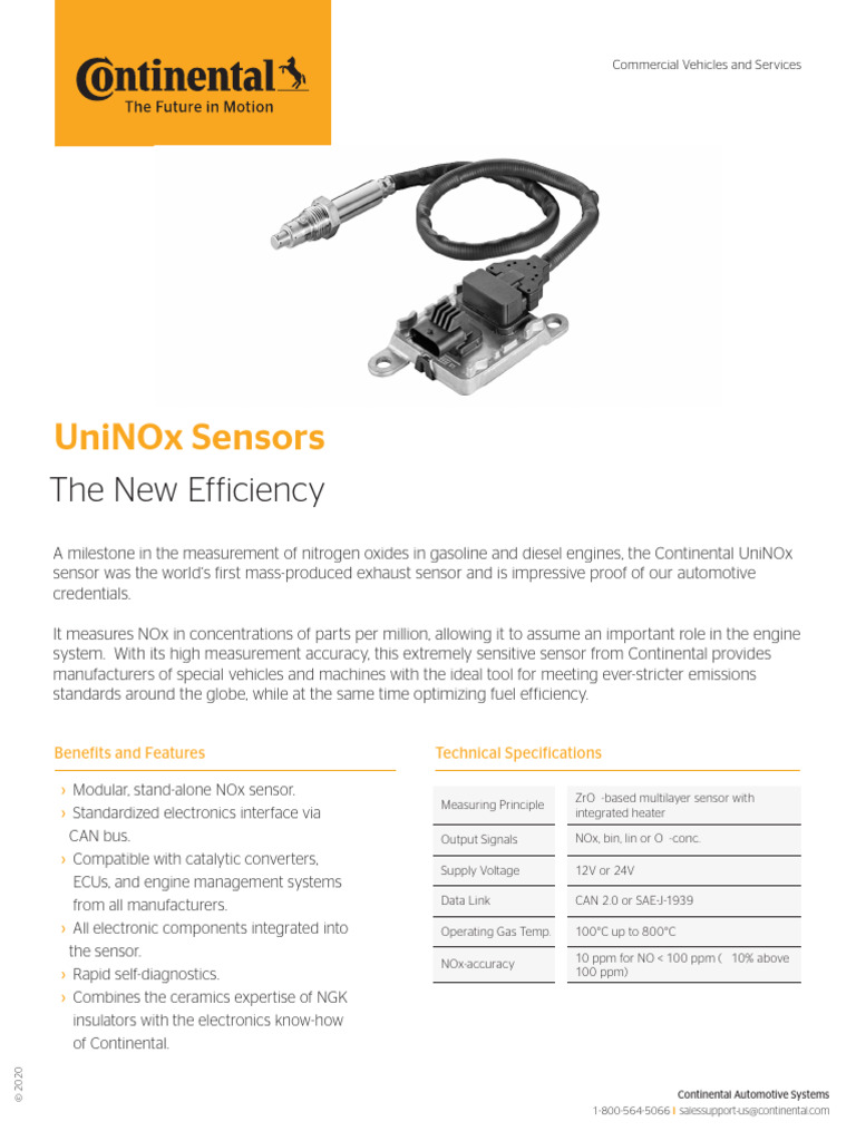 Continental Uninox Salessheet Final | PDF | Exhaust Gas | N Ox