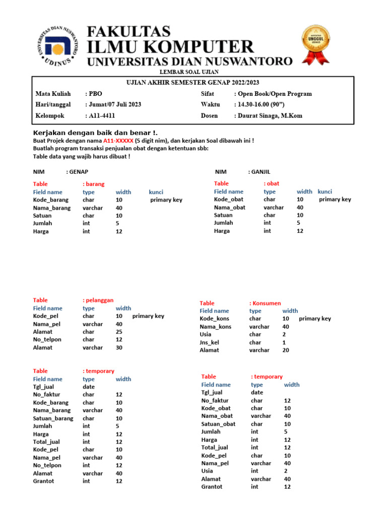 Proyek Penjualan Obat UAS PBO 2023 | PDF