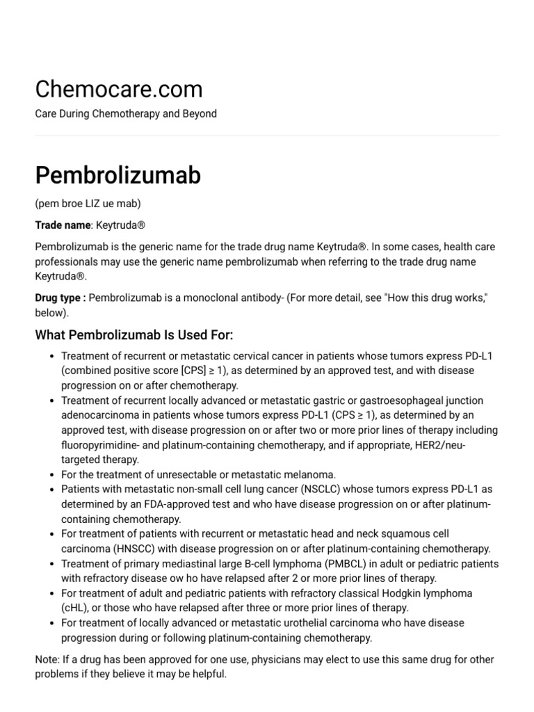 Immu Pembrolizumab (Keytruda) | PDF | Epidemiology | Medicine