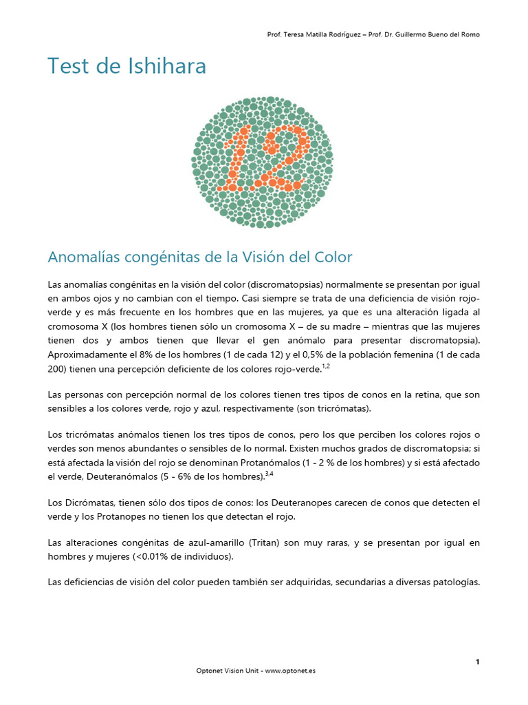 Ishihara I | PDF | Percepción visual | Color