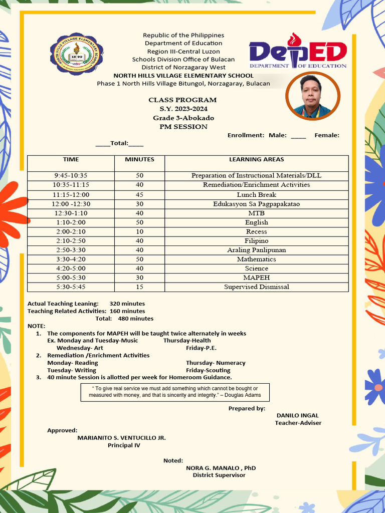 Class Program of Grade 3 2023 2024 FIN | PDF | Philippines | Schools