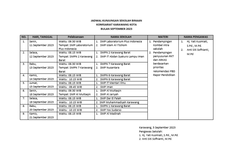 Jadwal Kunjungan-September-2023 | PDF