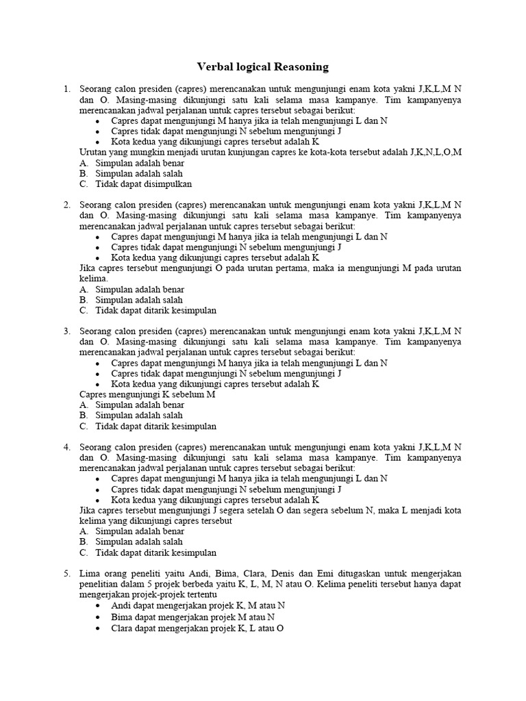 Tes Logika Verbal dan Penalaran | PDF