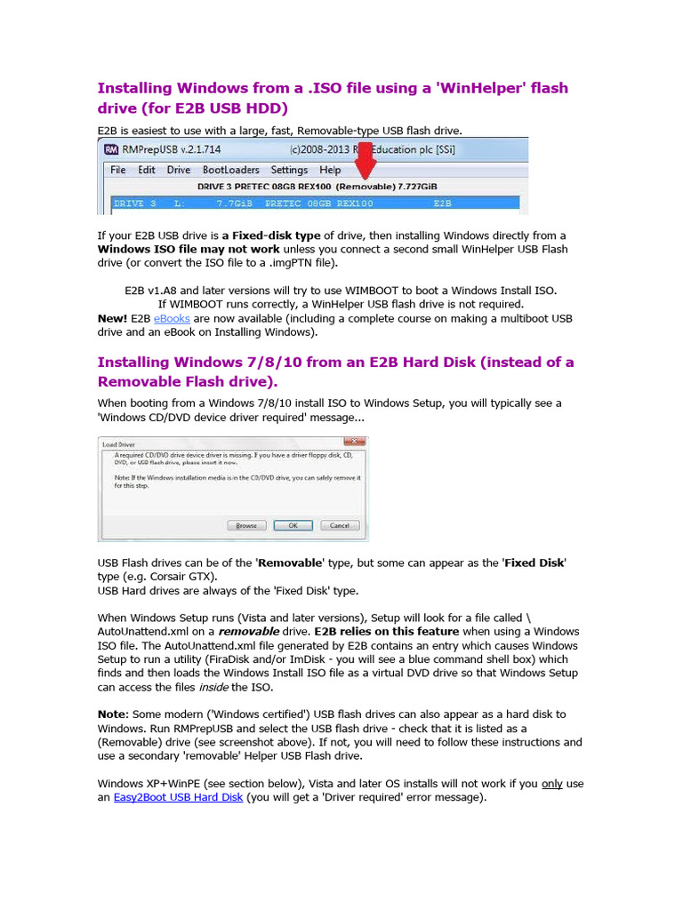 Install Windows via E2B USB Drive Guide | PDF | Usb Flash Drive | Computer File