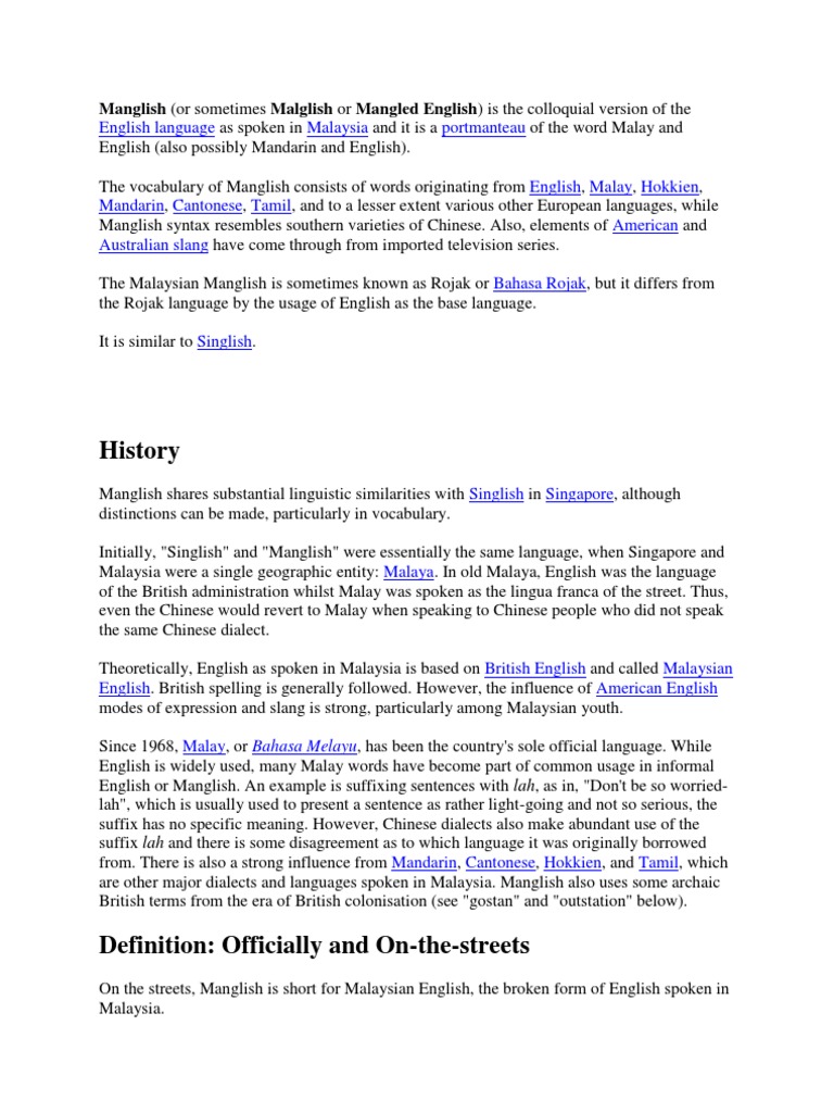 Manglish | PDF | Languages Of Southeast Asia | Semiotics