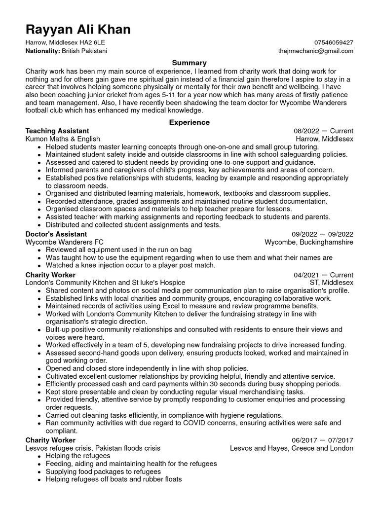 Rayyan's CV | PDF | Teachers | Classroom