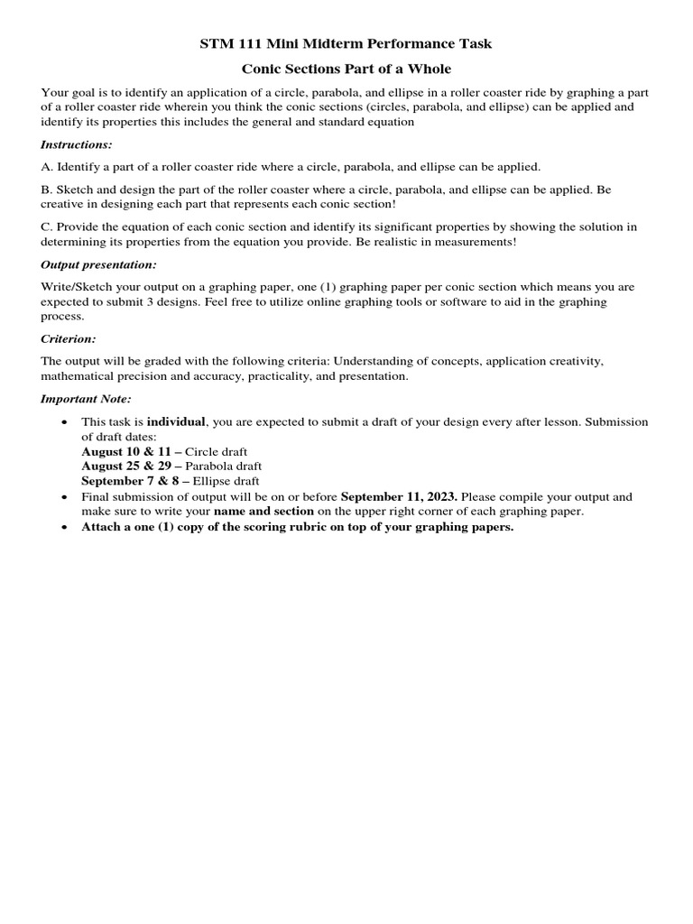 STM 111 Mini Midterm Performance Task Printable Version | PDF | Ellipse ... STM 111 Mini Midterm Performance Task Printable Version | PDF | Ellipse ...