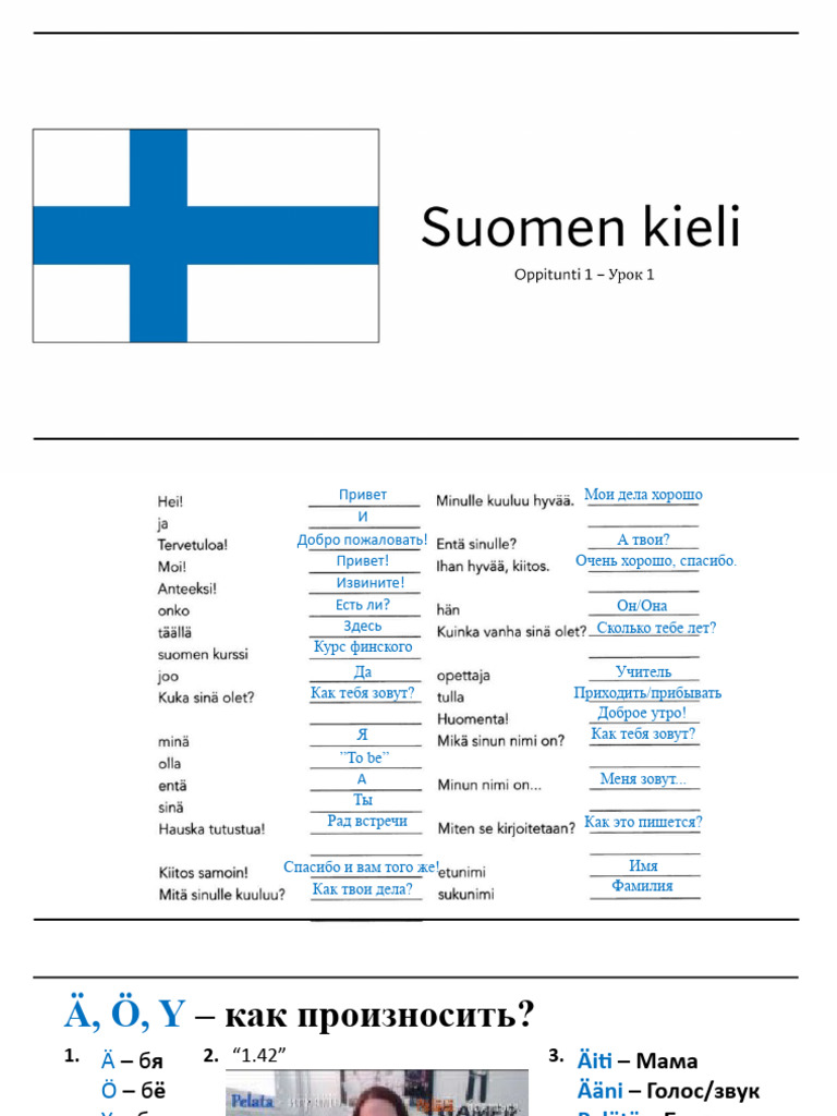 Suomen Kieli Oppitunti 1 | PDF