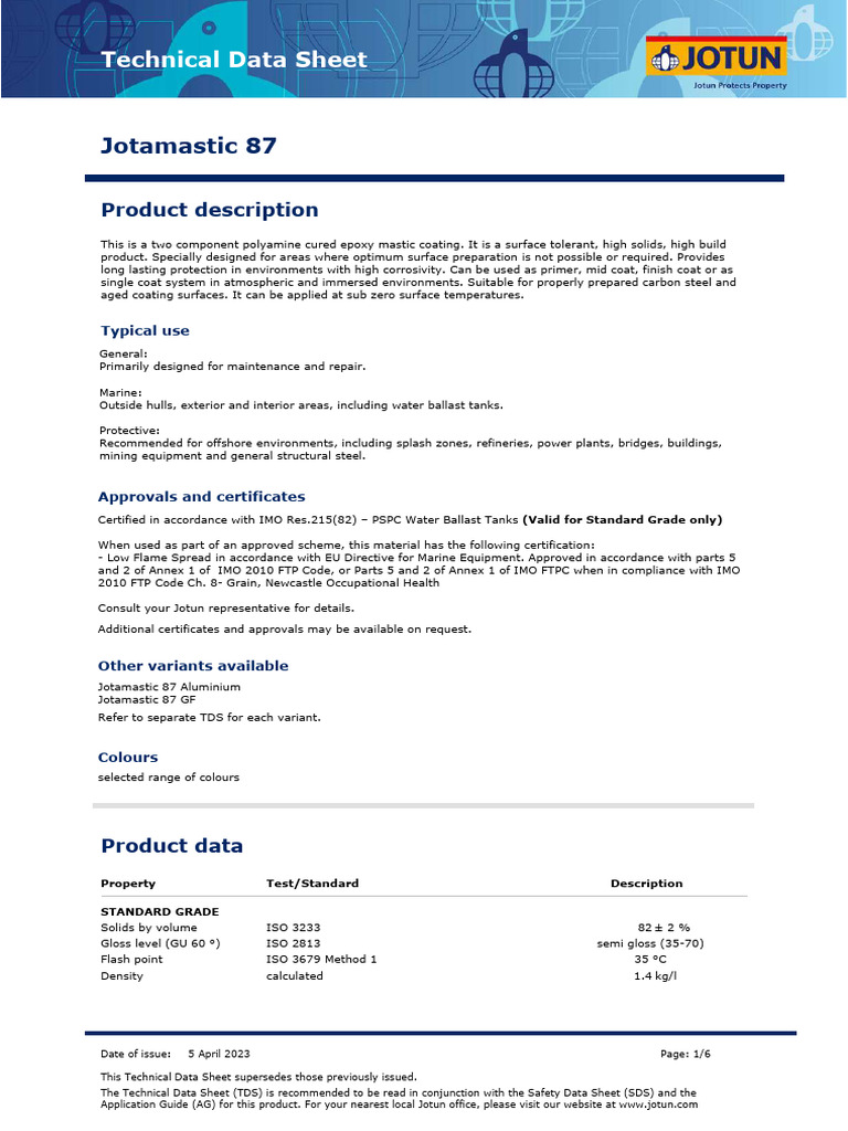 TDS 515 Jotamastic 87 Euk GB | PDF | Epoxy | Coating