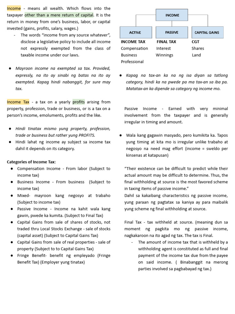 Passive Income To Final Tax | PDF | Taxes | Income