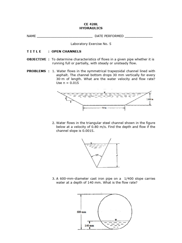 8LAB EX 5 Open Channels | PDF