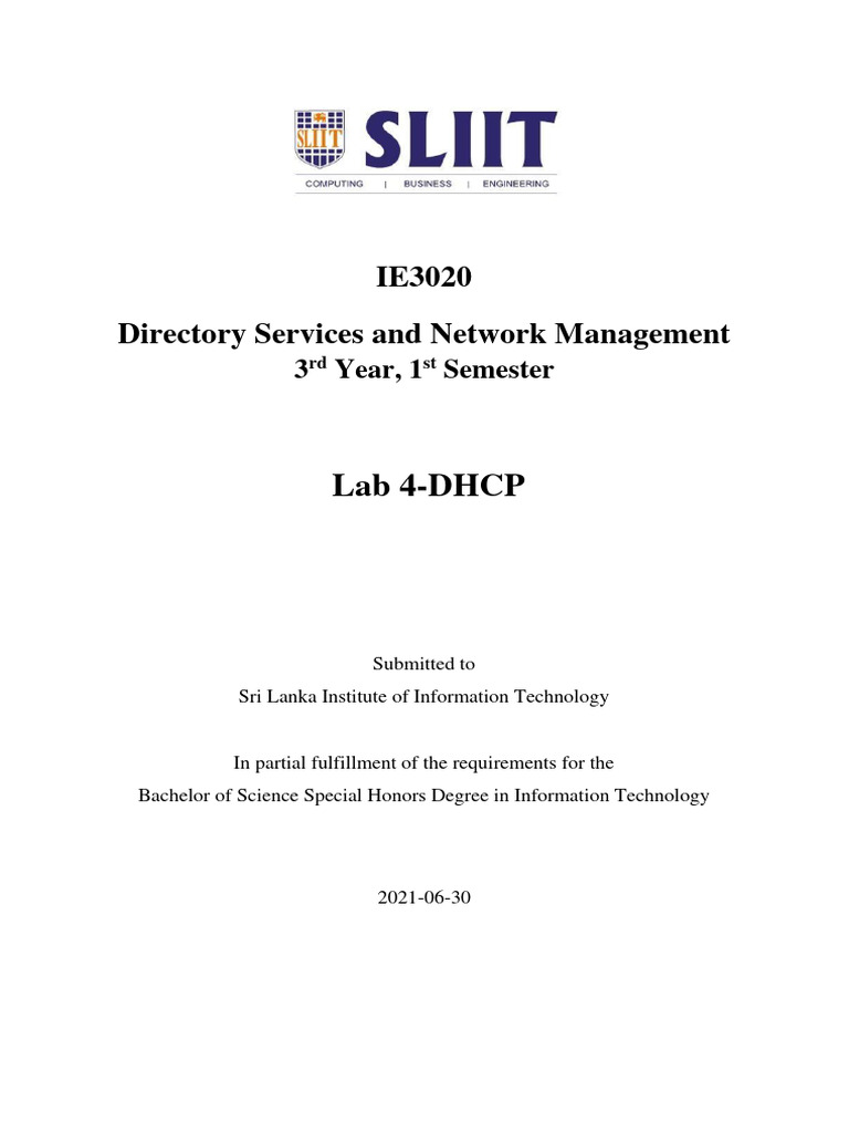 IT19115962 Lab-4 DHCP | PDF | Ip Address | Networking Standards