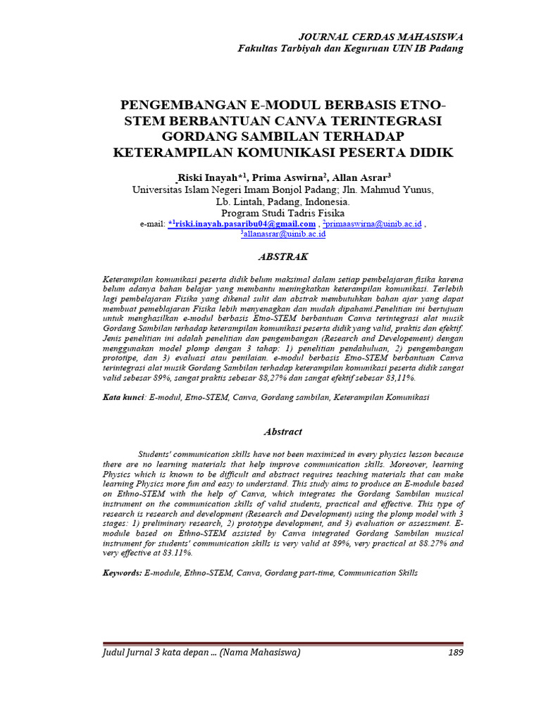 E-Modul Etno-STEM untuk Keterampilan Komunikasi | PDF | Seni