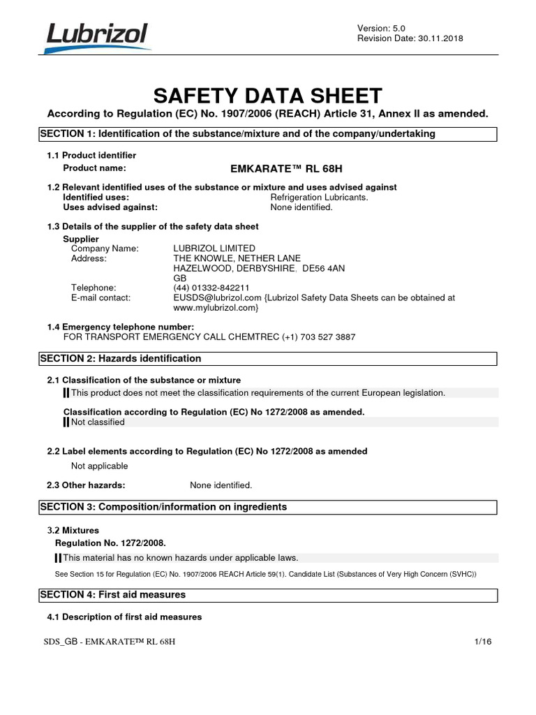 Emkarate™ RL 68H | Download Free PDF | Toxicity | Personal Protective ...