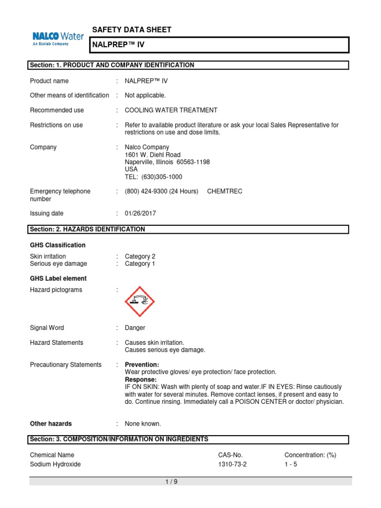 Nalco 8349 | PDF | Toxicity | Personal Protective Equipment