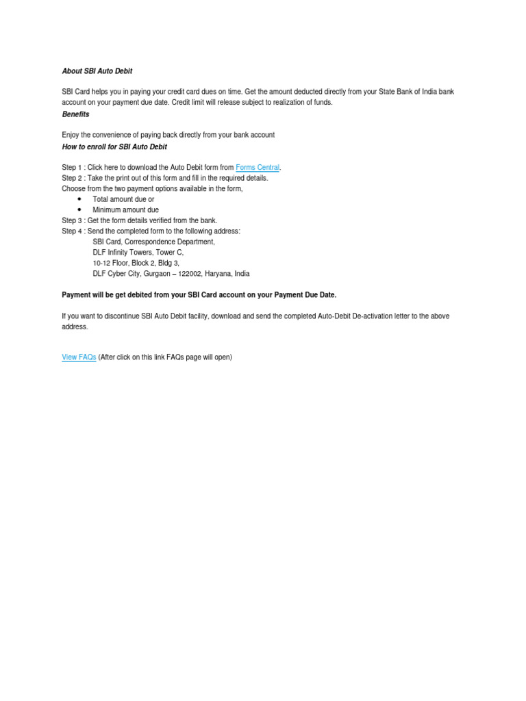 Auto-Debit Sbi | PDF