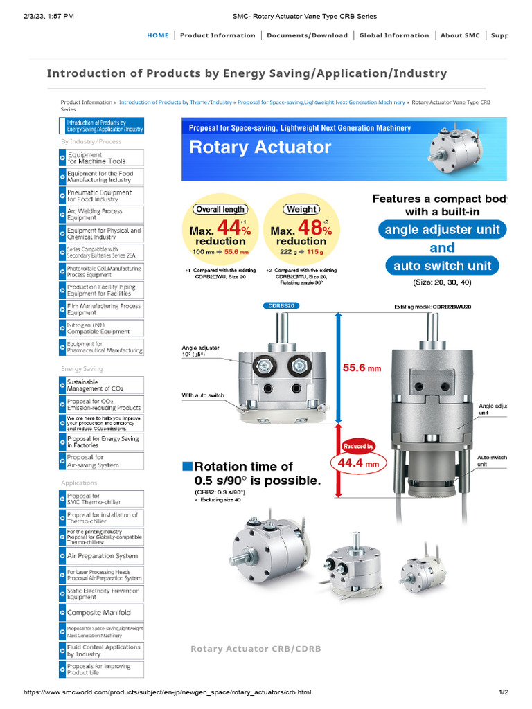 SMC - Rotary Actuator Vane Type CRB Series | Download Free PDF ...