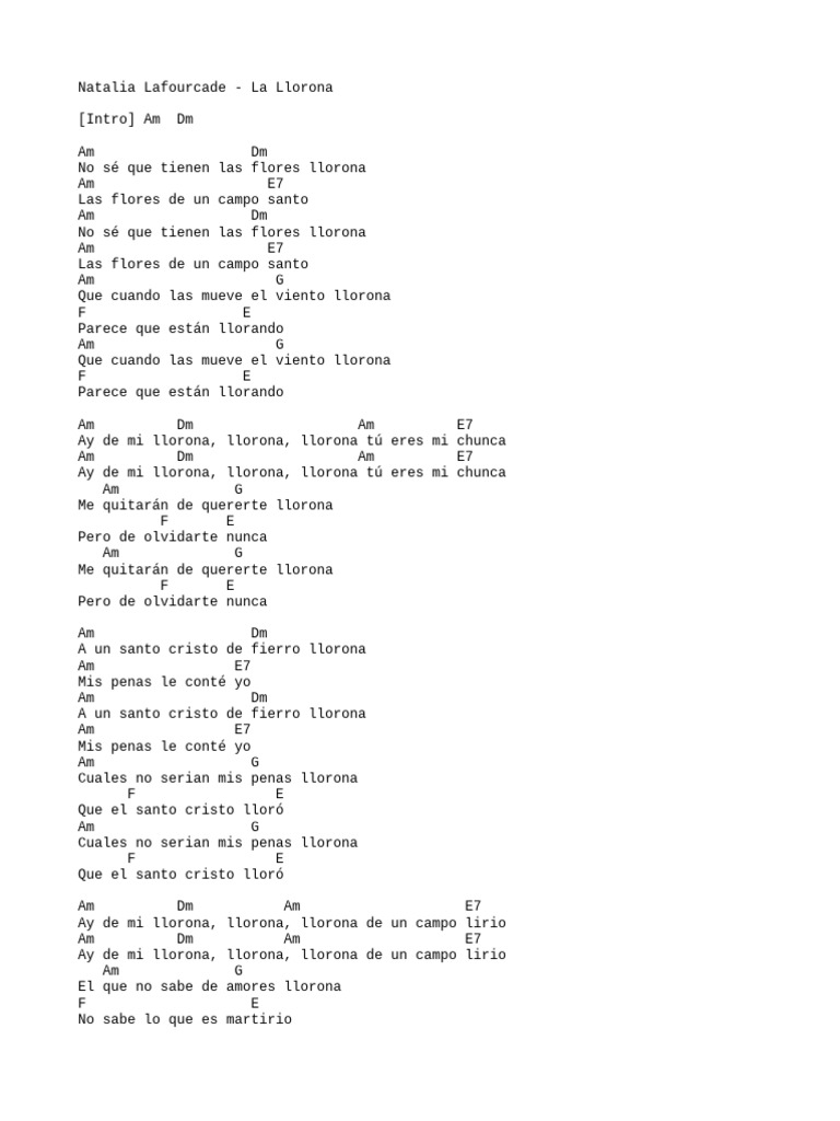 Letra y Acordes de "La Llorona" | PDF