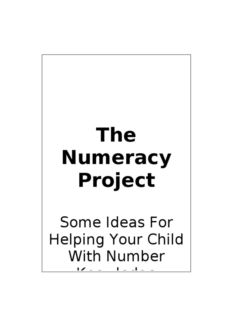 The Numeracy Project: Some Ideas For Helping Your Child With Number ...
