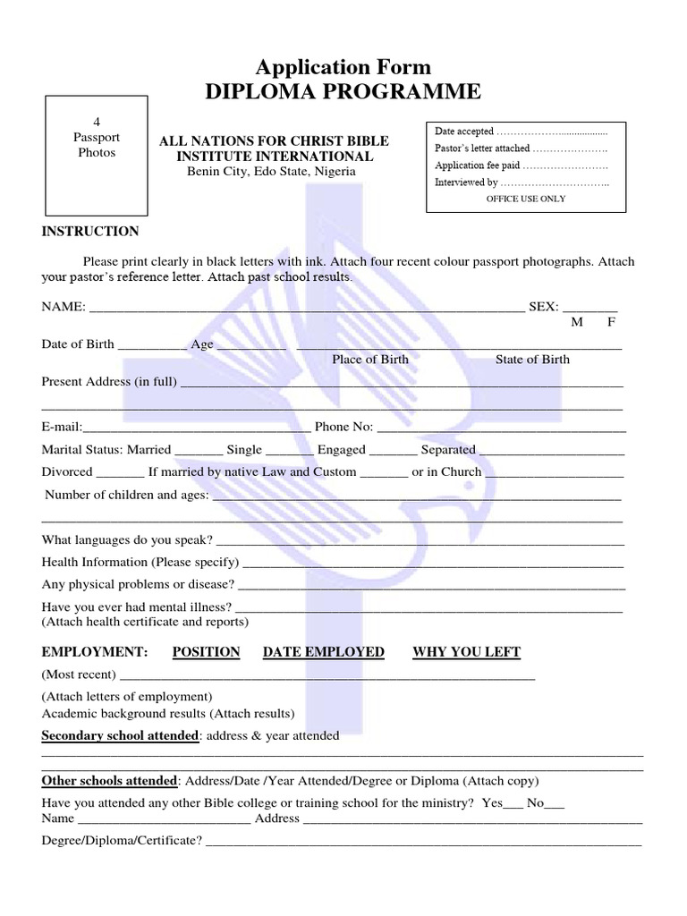 Application Form | PDF | Baptism