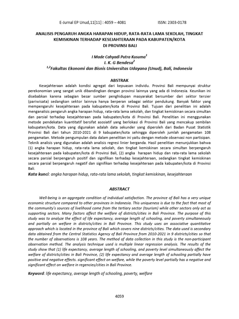 E-Jurnal EP Unud, 11 (11) : 4059 - 4081 ISSN: 2303-0178 | PDF | Ilmu Sosial