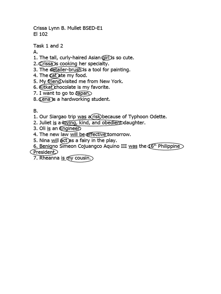 Mullet, Crissa EL 102 TASK 1&2 | PDF