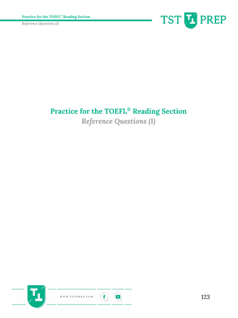TST Prep - 100 TOEFL Reading Practice Questions-124-129 | PDF ...