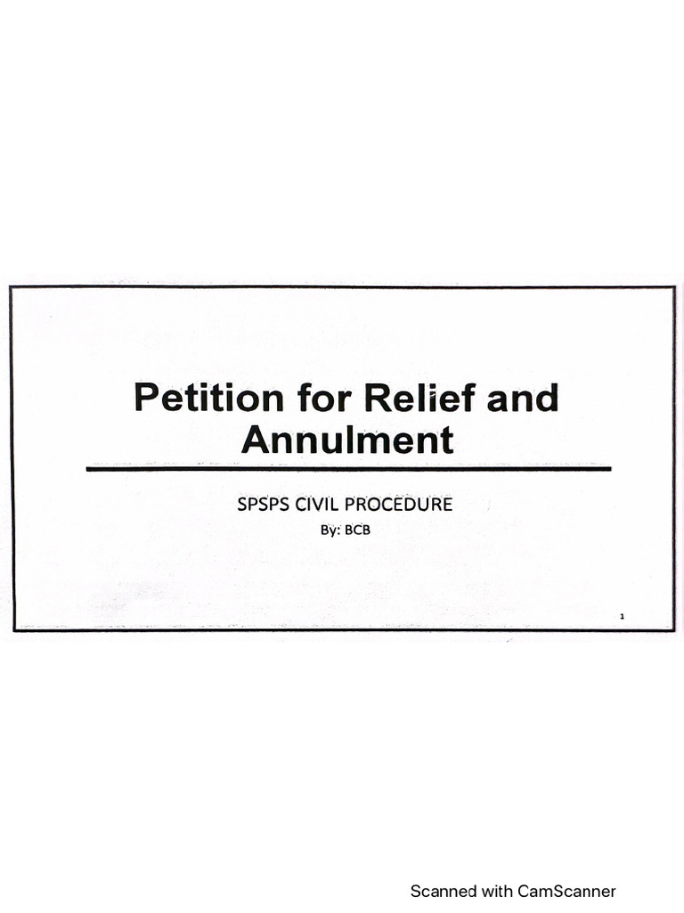 Petition For Relief and Annulment CIVP | PDF