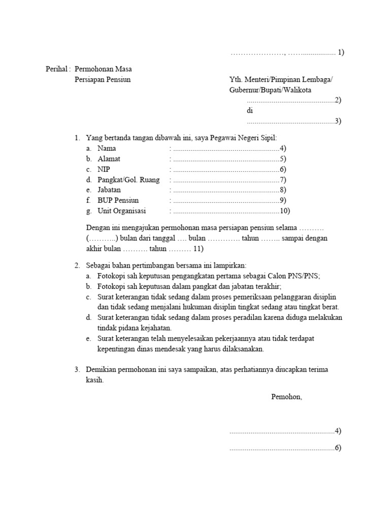 Surat Permohonan Masa Persiapan Pensiun | PDF