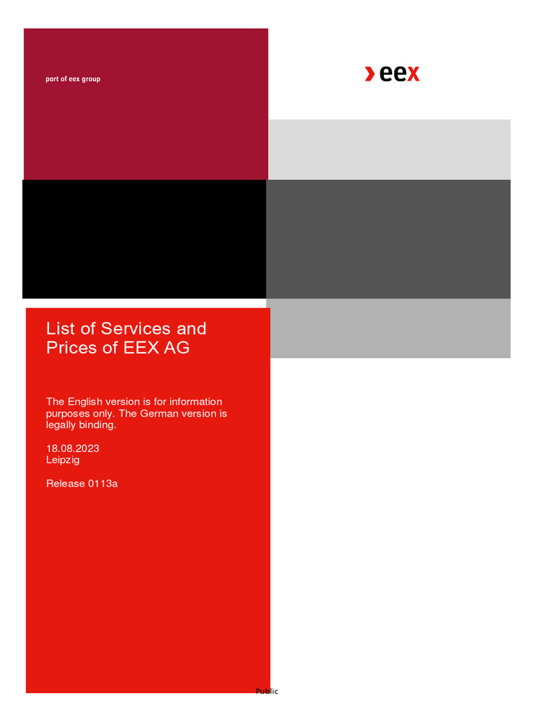 EEX AG Services and Pricing Overview | PDF | Futures Contract | Economies