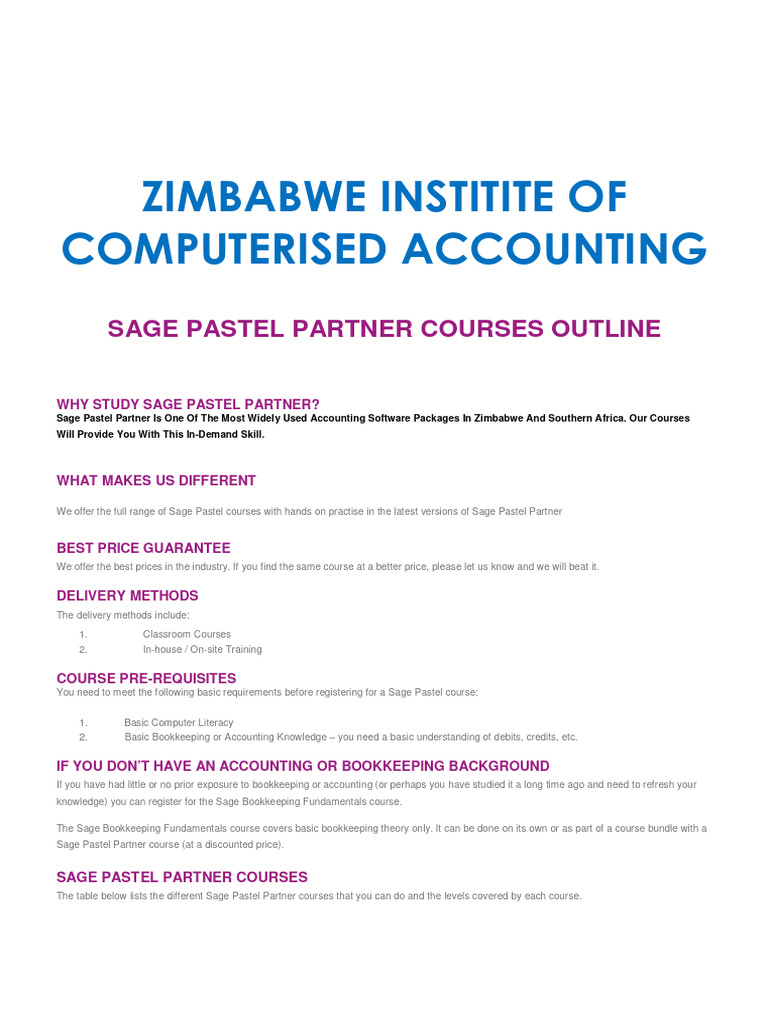 Sage Pastel Partner Course Overview | PDF | Bookkeeping | Accounting