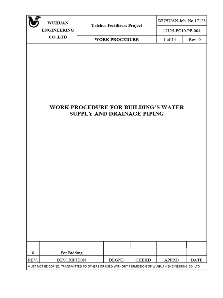 Attach-7 Work Procedure For Building's Water Supply and Drainage | PDF ...