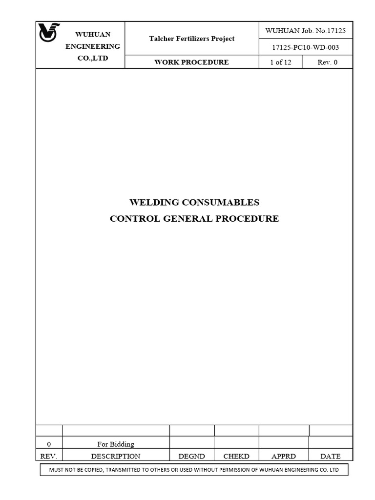 Attach-15 Work Procedure For Welding Consumables Control | PDF | Welding | Construction