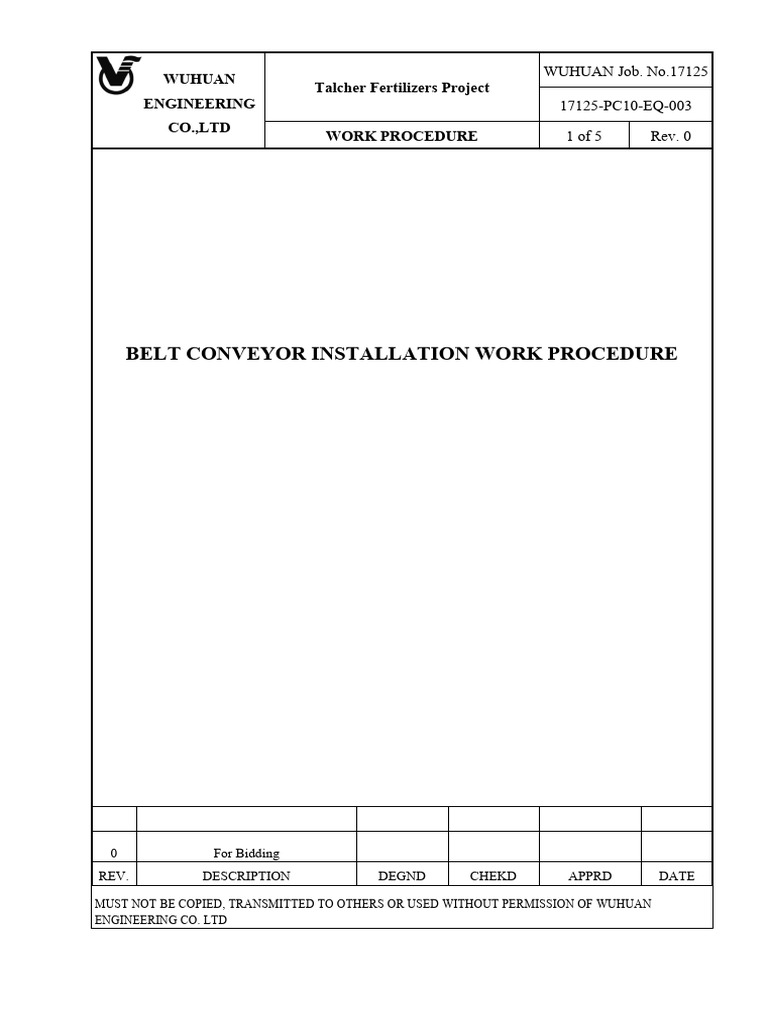 Belt Conveyor Installation Procedure | PDF | Belt (Mechanical ...