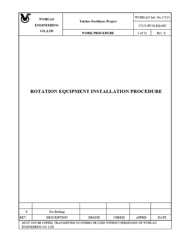 Attach-12 Work Procedure For Rotation Equipment Installation | PDF ...