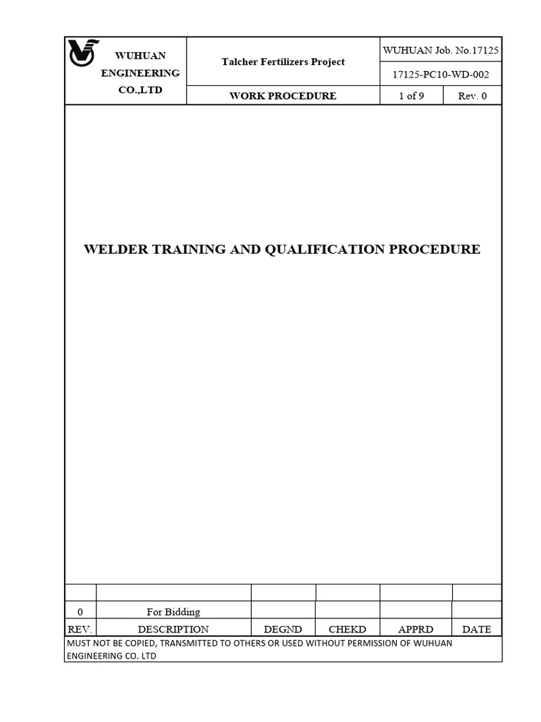 Attach-14 Work Procedure For Welder Training and Qualification | PDF | Welding | Construction