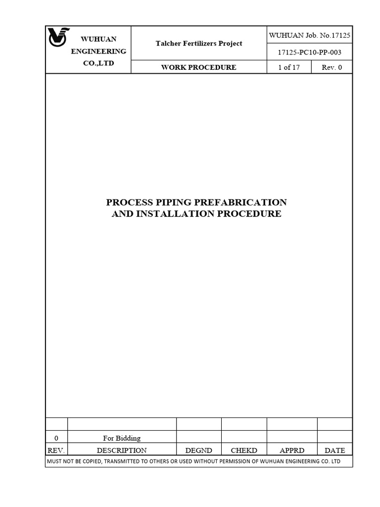 Attach-10 Work Procedure For Process Piping Prefabrication and ...