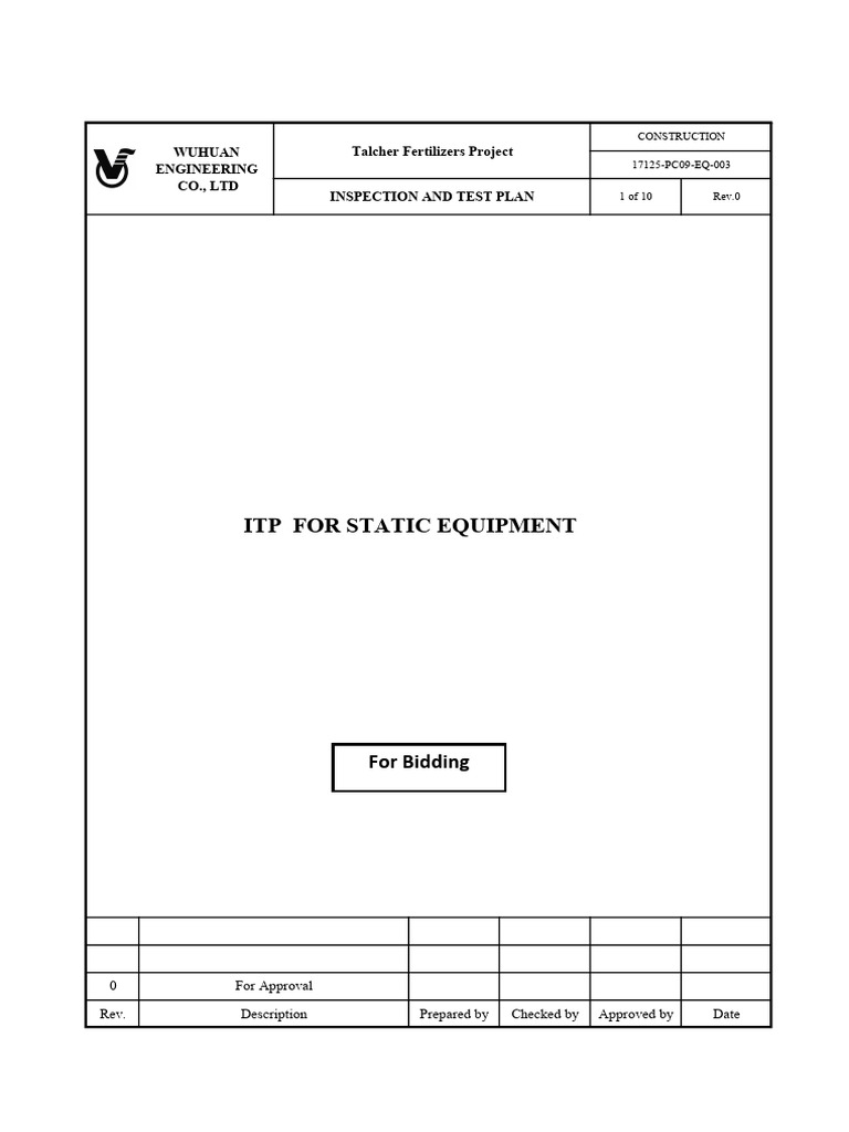 Attach-5 ITP For Static Equipement | PDF | Welding | Construction
