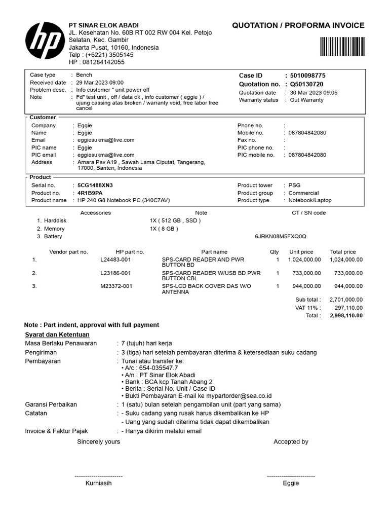 Business Laptop Quotation | PDF | Computer Science | Office Equipment