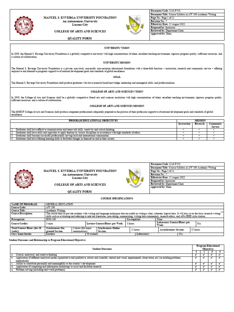 Hyflex Syllabus Template 2022 2023 | PDF | Academic Journal | Microsoft ...