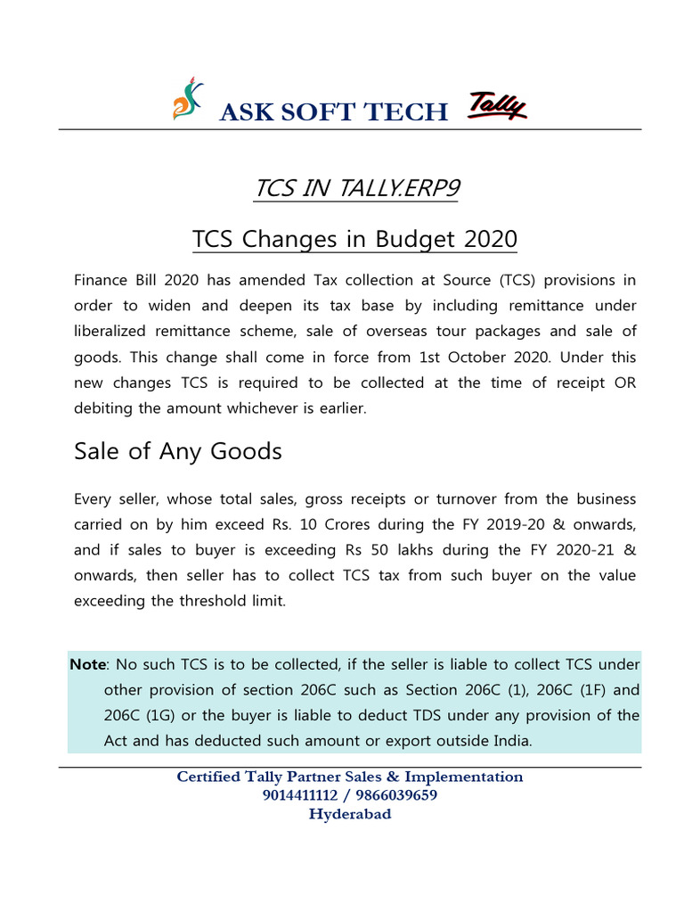 TCS in Tally | PDF | Debits And Credits | Voucher