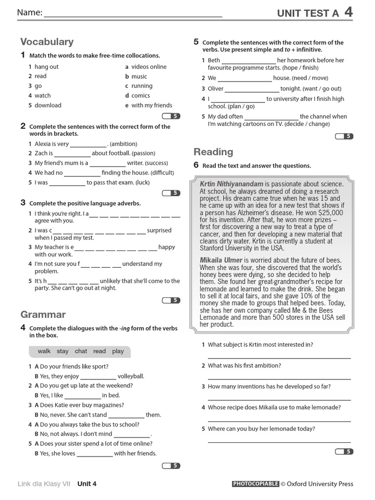 Link L7 U4 Unit TestA | PDF | Linguistics