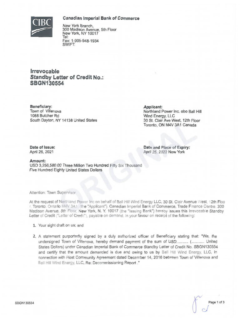 CIBC Irrevocable Standby Letter of Credit | PDF | Letter Of Credit ...