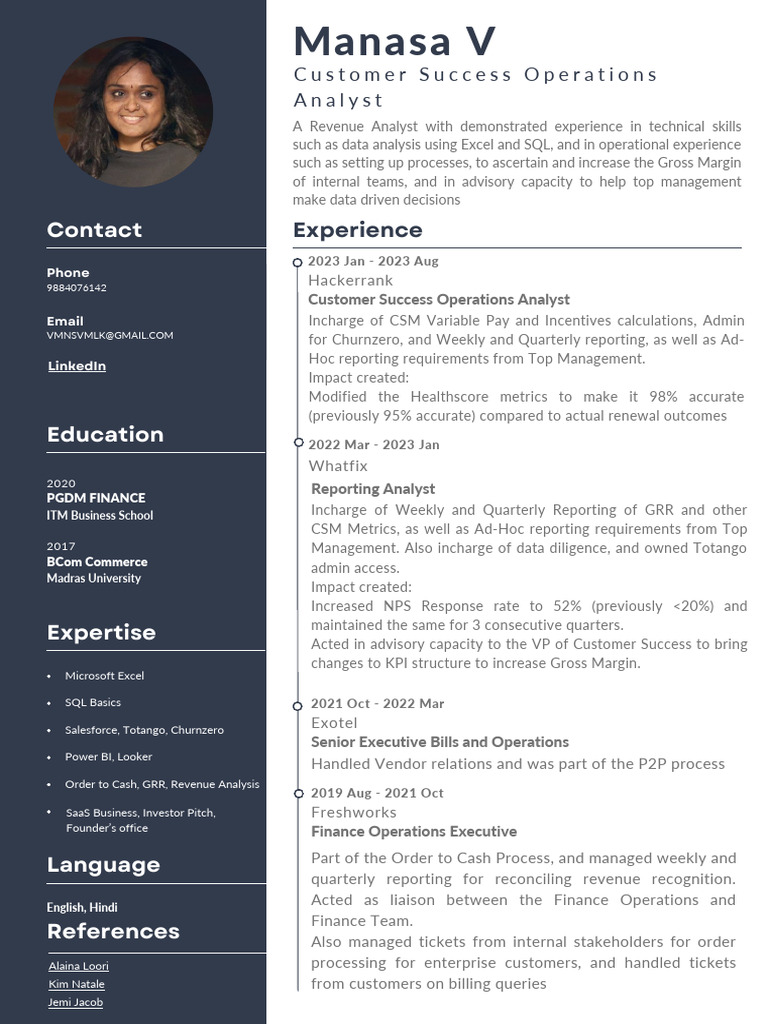 Manasa Resume 2023 | PDF | Economies | Business