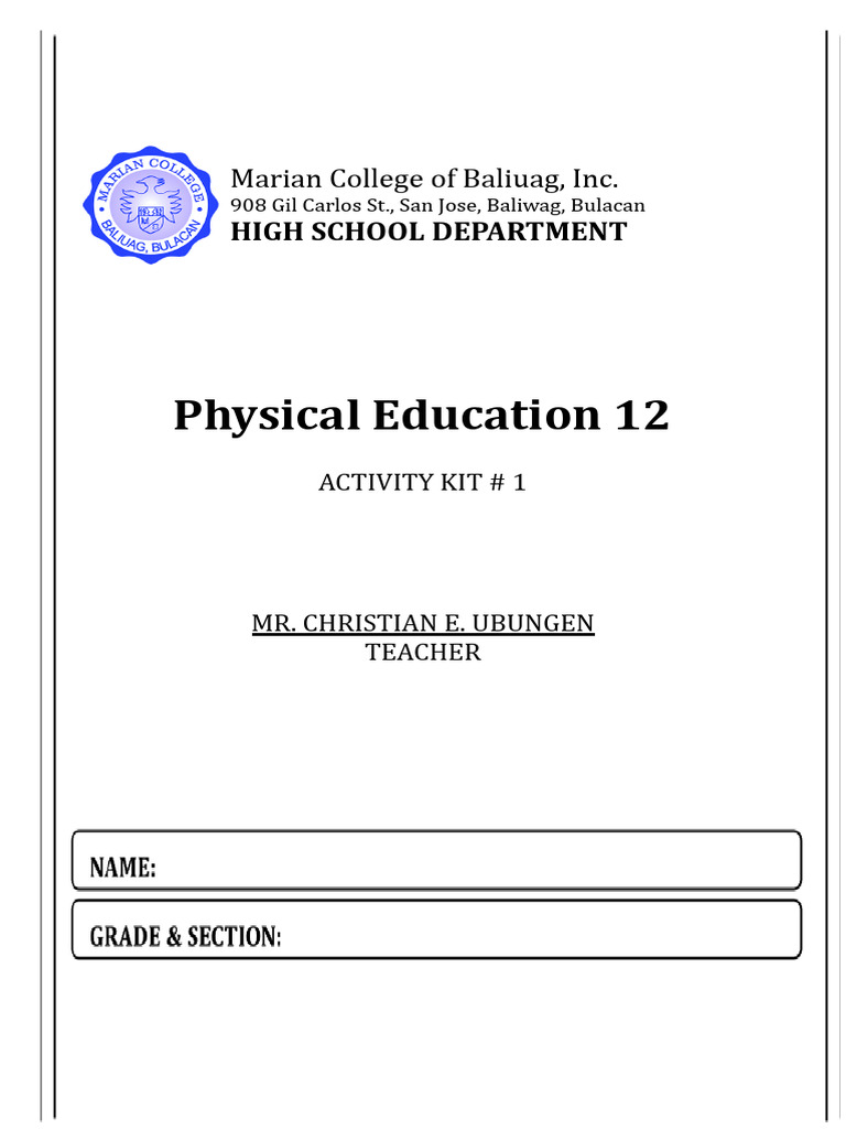 Physical Education Activity Kit | PDF | Self-Improvement