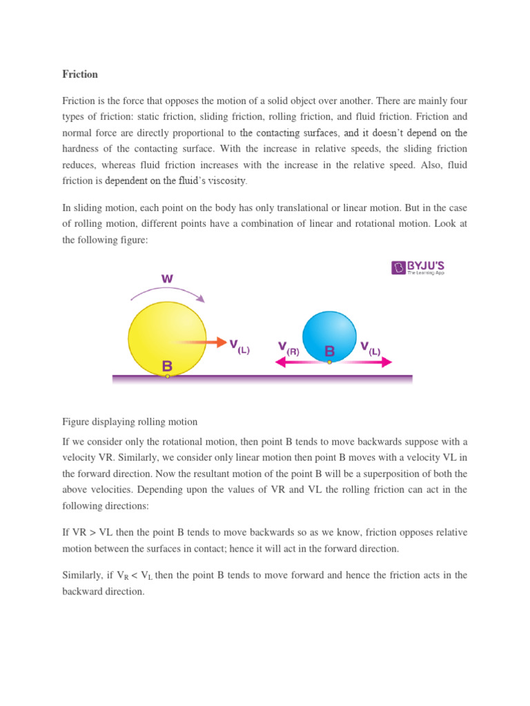 Friction & Its Types | PDF | Friction | Continuum Mechanics Friction & Its Types | PDF | Friction | Continuum Mechanics