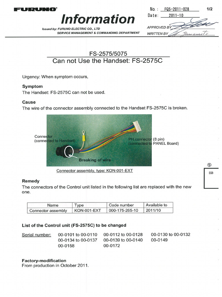 FQ5-2011-028 FS-2575 FS-5075 Can Not Use The Handset FS-2575C | PDF ...