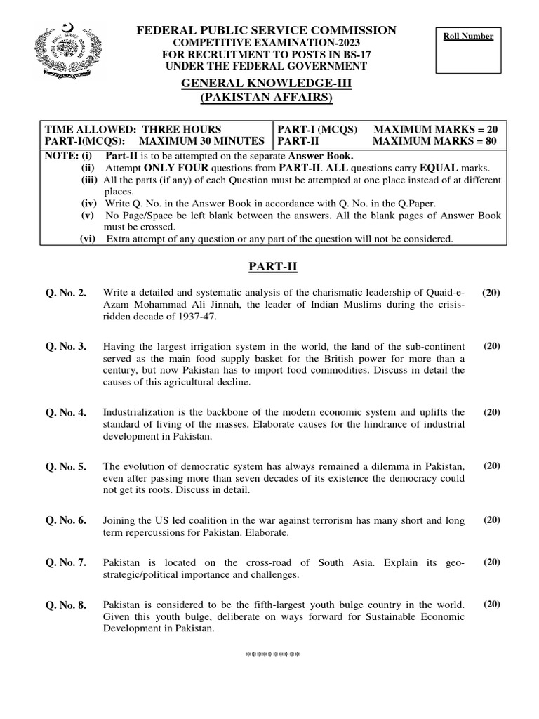 Pakistan Affairs CSS Past Papers 2023 | PDF | Pakistan | All India ...