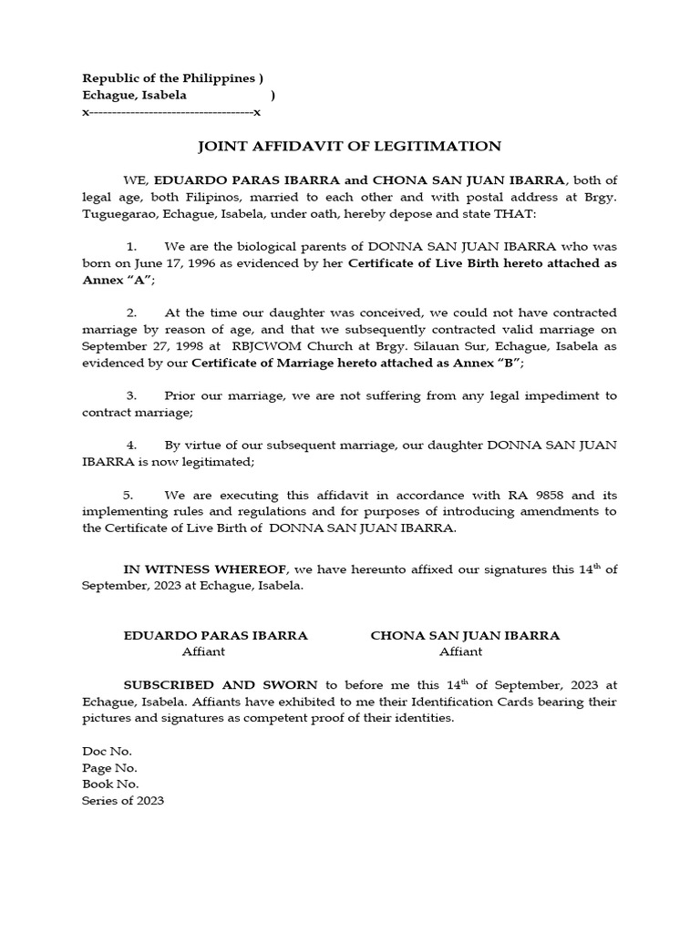 Affidavit of Legitimation | PDF
